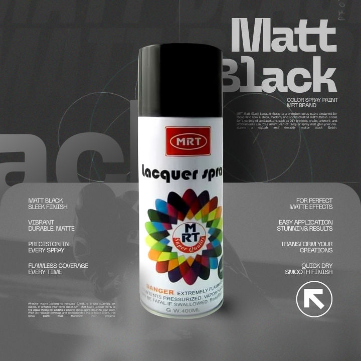 MRT Spray Paint - Mate Black / Flat Black Mat Finishing deal for Art ...