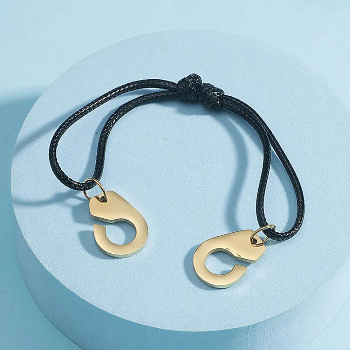 Simple stylish stainless steel handcuffs, bracelet with adjustable ...