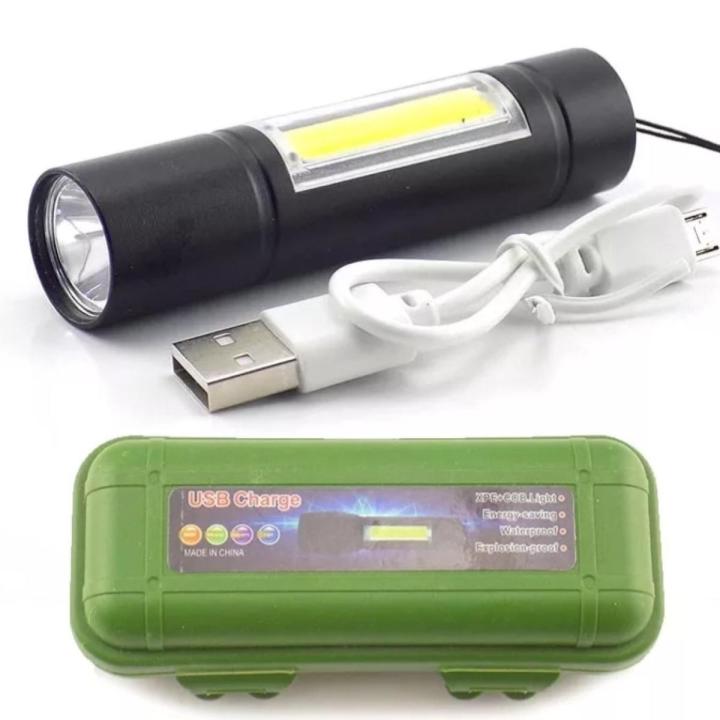 High powerful 2 LED Mini flashlight USB rechargeable Battery flash ...