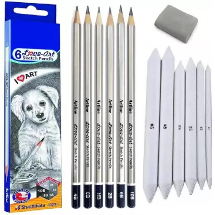 Artline Set Of 6 Sketch Pencils + Blending/Smudging Stumps Set Of 6 ...