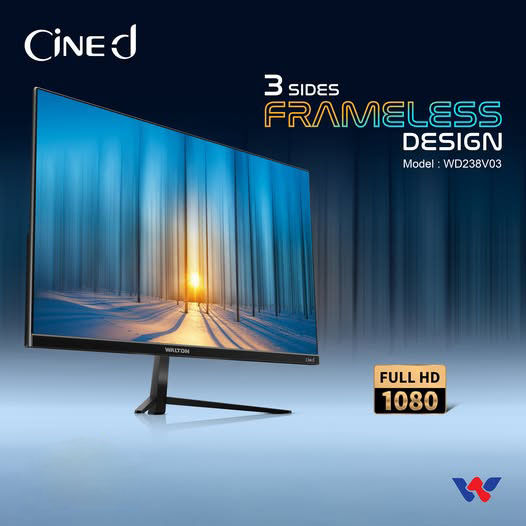 Walton WD238V03 VA 23.8 Inch FHD 3 Side Frameless 75Hz LED Monitor With ...