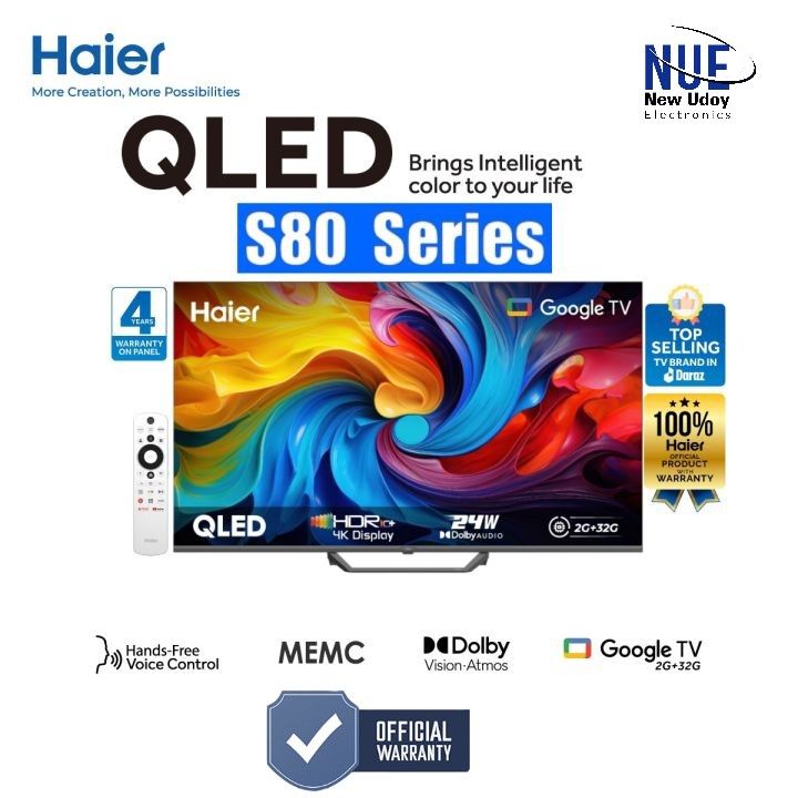 Haier 43 Inch QLED 4K Google TV H43S80EUX New Model Entry Level Gaming ...