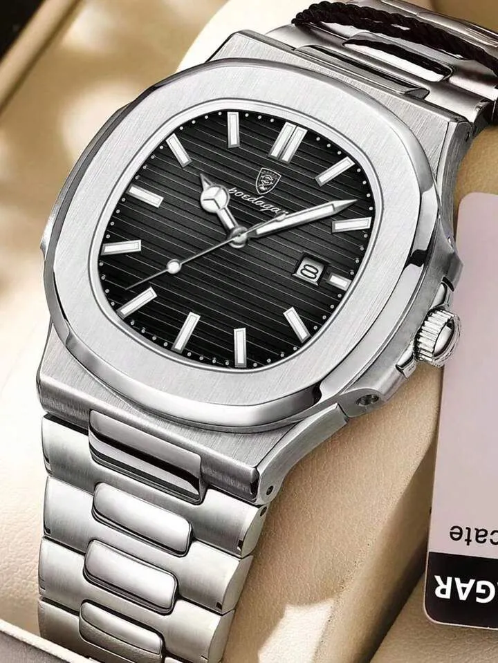 Poedagar 613 Men’s Luxury Stainless Steel Waterproof Quartz Watch with ...