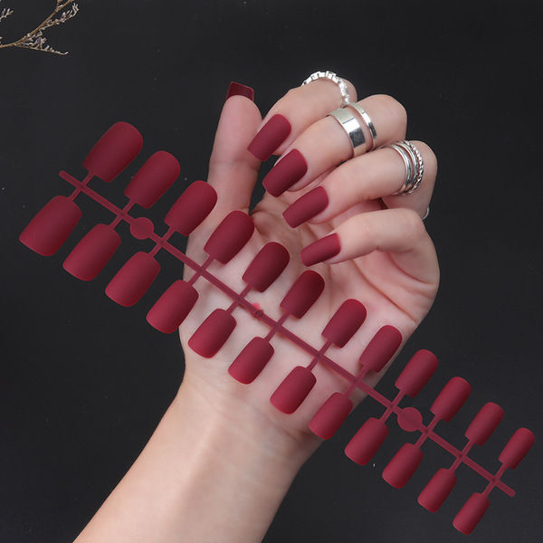 Matte Fake nails Multicoloured fake nails 24 piece _ with both side ...
