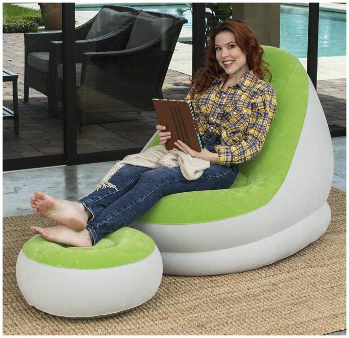 Inflatable Air Chair Sofa With Footrest - Lime , Air sofa, single air ...