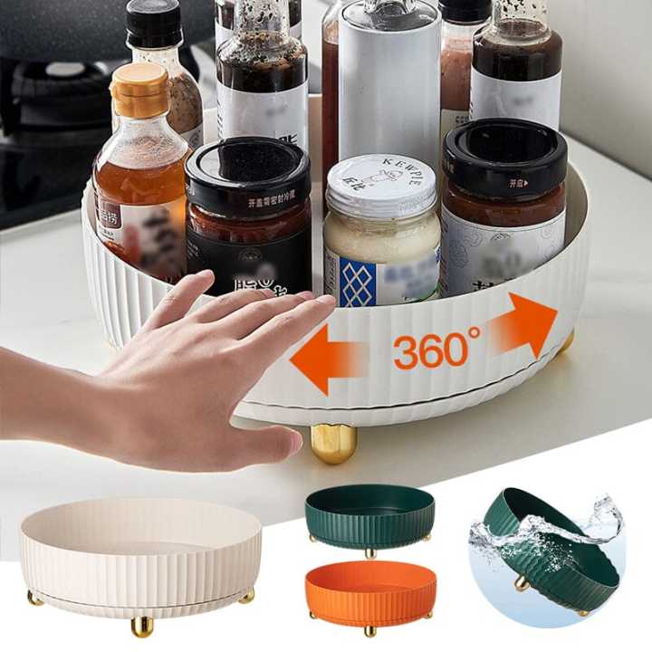 Rotating Storage Rack Non-Skid Spice Rack Pantry Cabinet Turntable ...