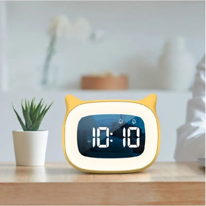 Rechargable Digital Alarm Clock Night Light Touch Snooze Always-on ...