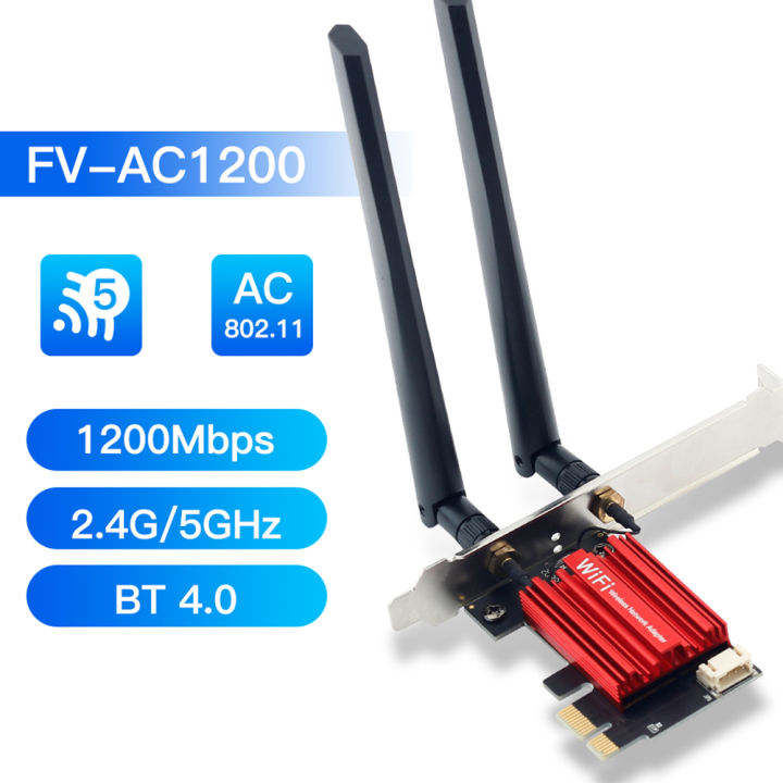 AC1200 WiFi 5 PCIE WiFi Adapter Wireless Network Card Bluetooth 4.0 ...