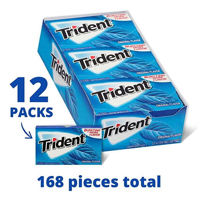 Trident Original Flavor Chewing Gum Full Box - 12 Pack (Sugar Free ...