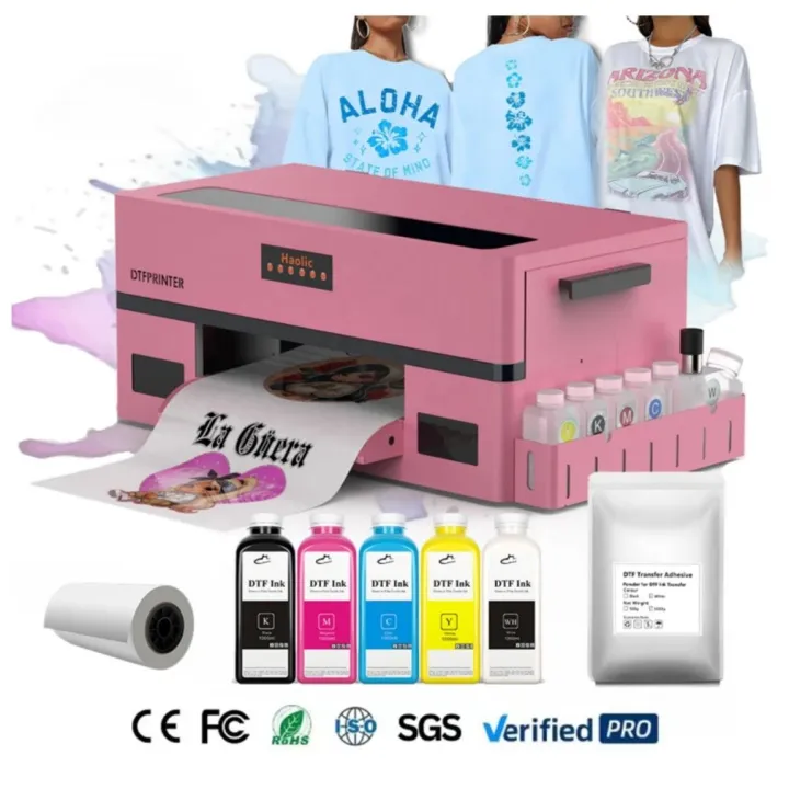 13inch Haolic DTF Tshirt Printing Machine For Small Business Desktop DTF Printer 30cm Pink DTF ...