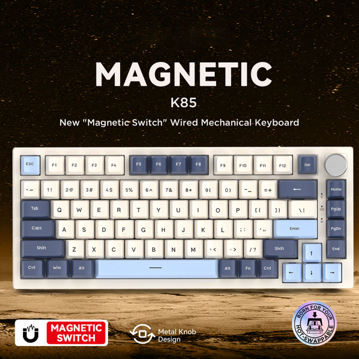 K8 Mechanical Keyboard 82 Key RGB Backlit Gaming Keyboard with Rotary ...