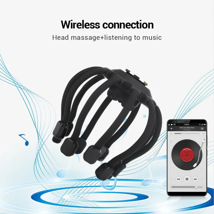 Electric Head Massager Wireless Connect Music 4 modes Head Scratcher Massage Scalp Relieve ...
