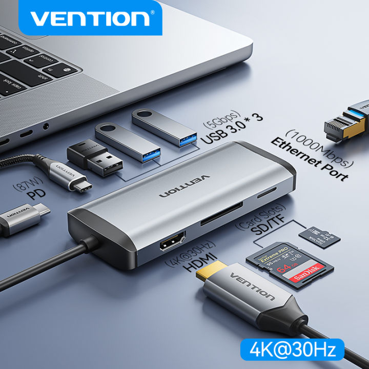 Vention USB C HUB 3.0 Port Type C to HDMI 4K RJ45 Network Adapter ...