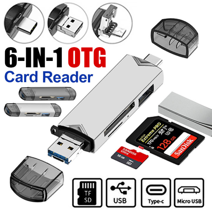 6 in 1 USB 3.0 Multi Card Reader Type C Micro Usb to U Disk TF SD ...