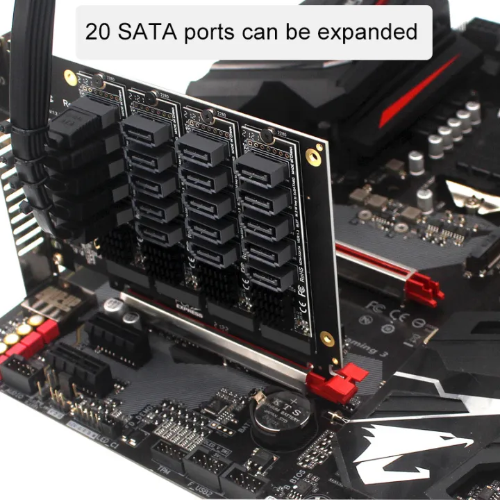 M.2 NVME PCI-E PCIE X4 X8 X16 To 6 Port 3.0 SATA Adapter Card Riser III ...