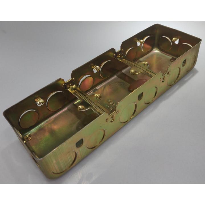 Three Gang Steel Junction Box For Electrical Wiring Round Edge Yellow ...