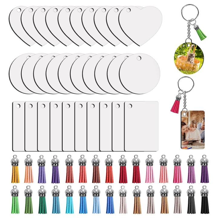 Sublimation Key Ring Blanks Kit With Heat Transfer MDF Blank 3 Shapes ...