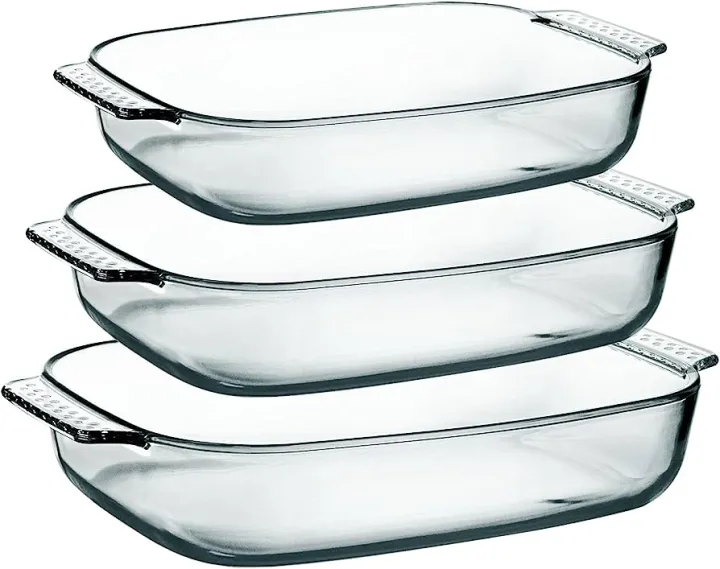 Fenix Oven Proof Glass Serving Dish- Transparent 3 Pcs Set. Oven Use ...