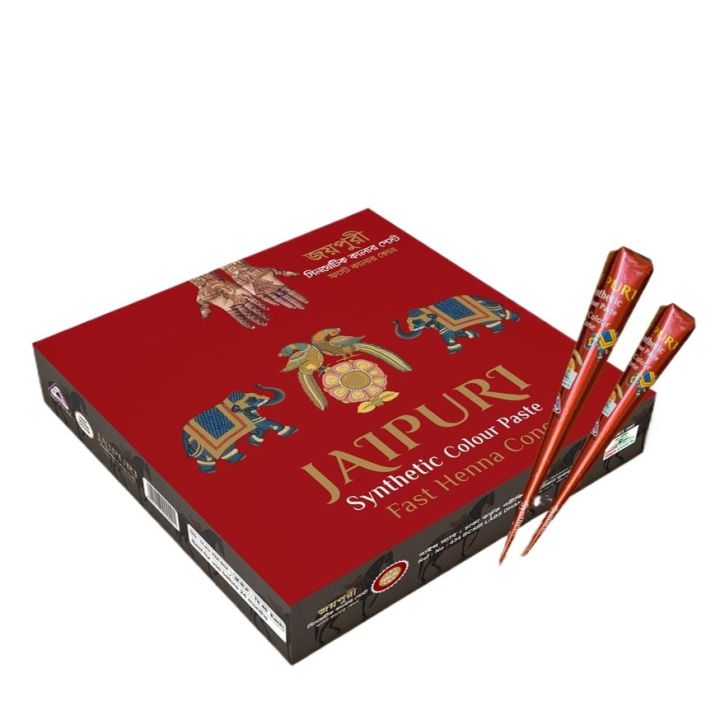 (Box of 12 pcs) Jaipuri Synthetic Fast Colour Cone Mehedi - Mehendi ...