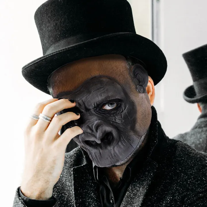 PU Foam Monkey Mask Realistic Animal Half Face Mask Halloween ...