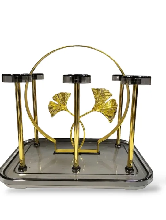 Modern Metal Glass Rack | Golden Leaf Design | Daraz.com.bd
