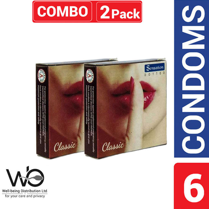 Sensation Dotted Classic Condom Combo Pack 2 Packs 3x2=6pcs | Daraz.com.bd