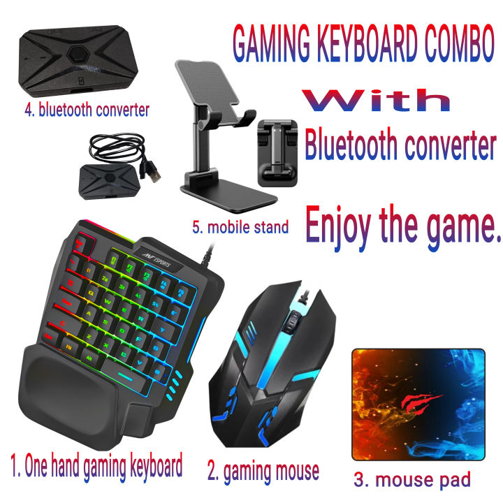 5 in 1 Bluetooth Gaming Keyboard Mouse Converter Combo for Smartphone ...