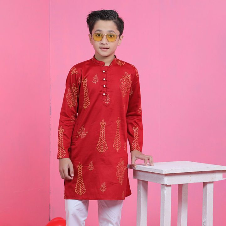 Boy's Special Printed Panjabi Red - 17661P | Daraz.com.bd