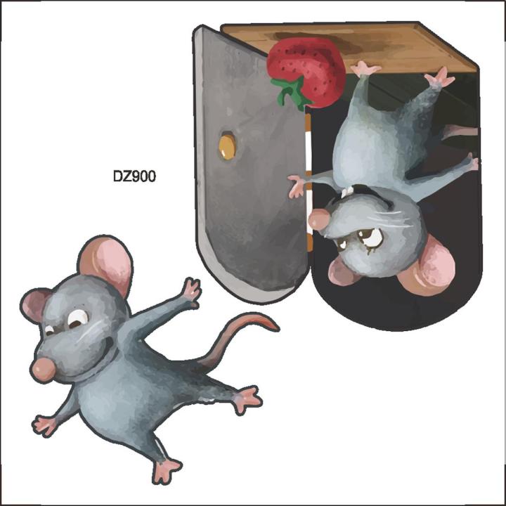 GC Cartoon Mouse Hole Wall Sticker Realistic Wall Decals For Living ...
