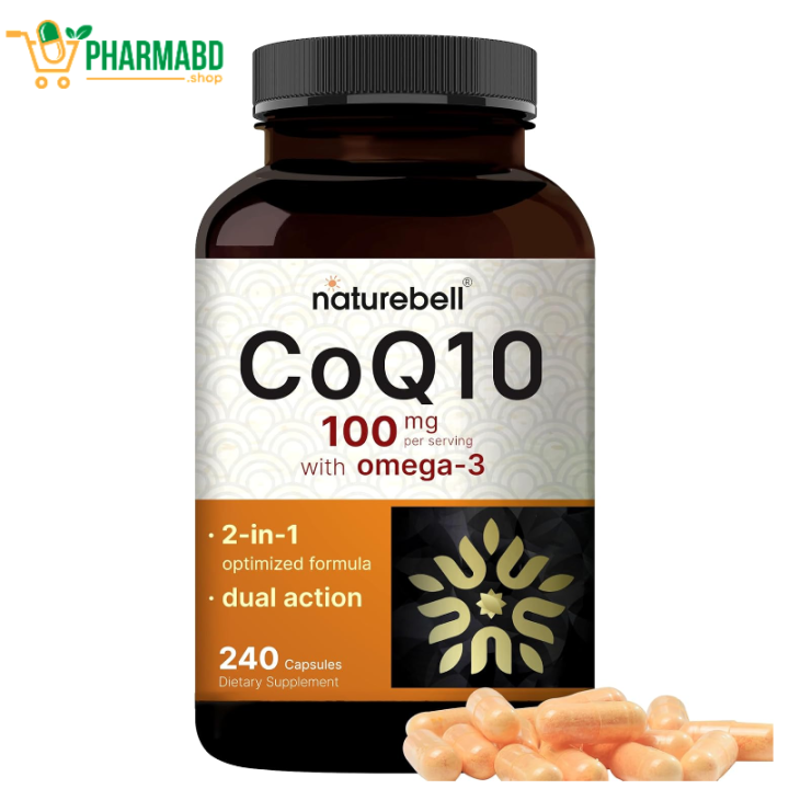 NatureBell CoQ10 100mg with Omega 3, 240 Capsules | Stable High ...
