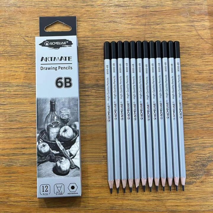 Acmeliae 6B Drawing Pencils (8000-6B) 12pcs Box | Daraz.com.bd