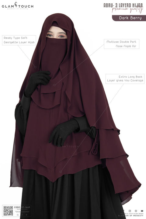 Glam Touch Premium ABRU 3 Layer Hijab Niqab Set | Daraz.com.bd