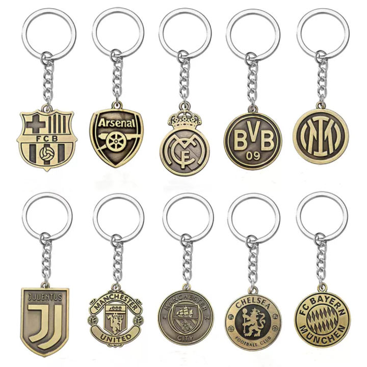 Football Club Team Logo Metal Keychain Keyholder Car Keyring Pendant ...