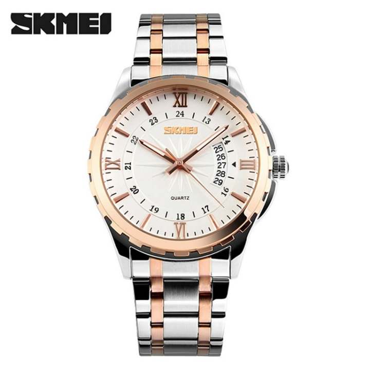 SKMEI 9069 Luxury Mens Wrist Watch Full Stainless Steel Waterproof Auto ...