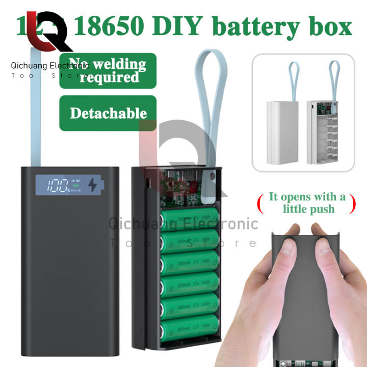 12Pcs 18650 Battery Solderless Power Bank Case DIY Battery Storage ...