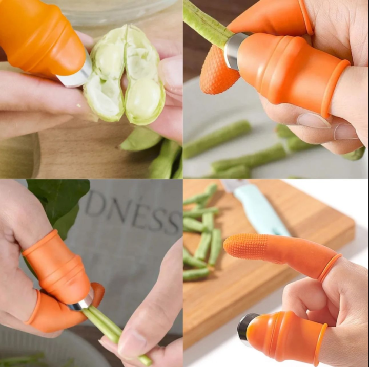 Silicone Vegetable And Fruits Thumb Cutter Finger cutter 5 in 1 | Daraz ...
