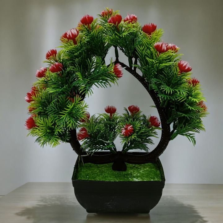 Heart Shape Design Green Artificial Bonsai Tree with Mini Multi-Color ...