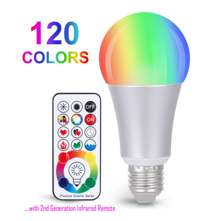 Yangcsl RGB 120 Multicolor LED Light Bulb 10W with Remote Control ...