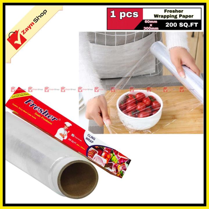 Fresher Plastic Stretch Wrapping Paper (200 Sq.Ft) - Keep Your Food ...