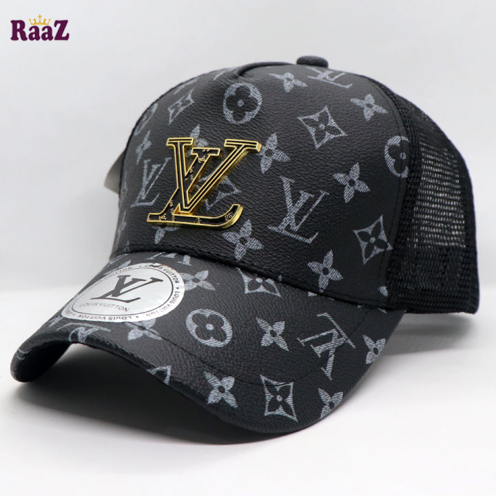 Black Metal Logo Premium China Leather Half Net Imported Cap | Daraz.com.bd