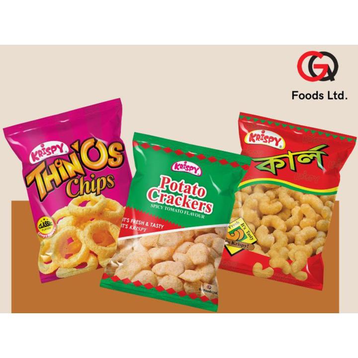 Krispy Chips Combo - Curl 15gm/pkt (5 packets), Thinos 15gm/pkt ( 5 ...