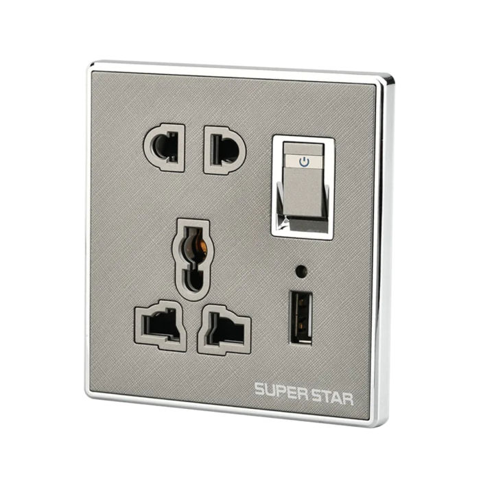 Super Star Ultimate 13A Two & Three Pin Socket One USB Port Multi ...