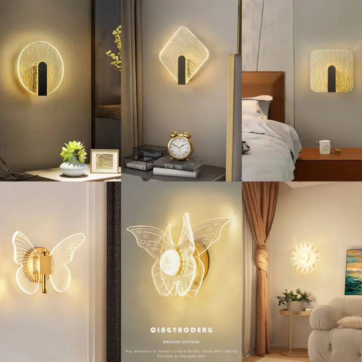 Instagram creative butterfly bedroom three color dimming bedside lamp ...
