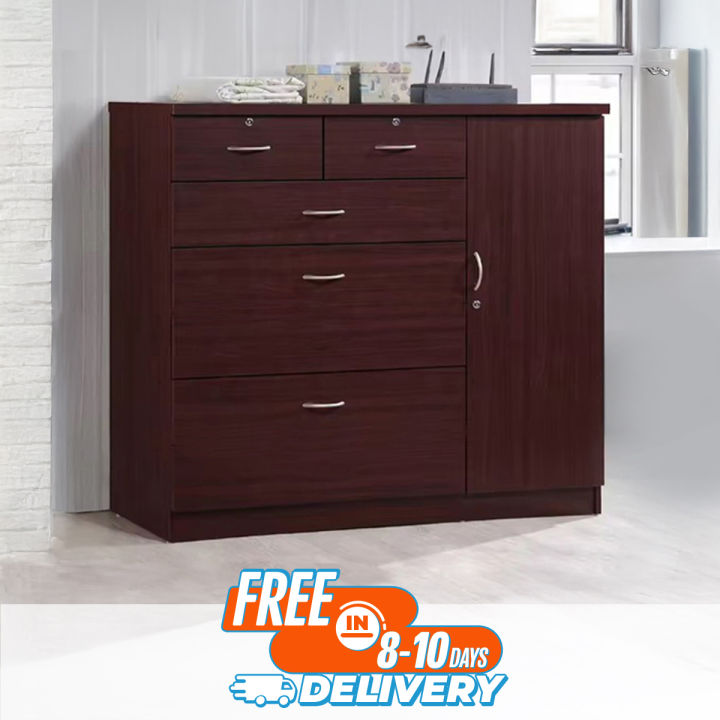 Dark brown color Wardrobe, sideboard side storage cabinet with 5 ...