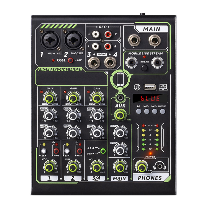 Live Sound Card Mixer Console PL4 PRO 4 Channel DSP Effects ...