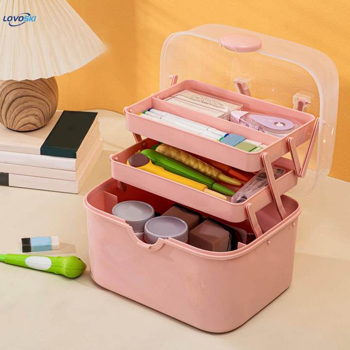 Portable Handled Storage Box Nail Polish Organizer 3 Tier Art Supply ...