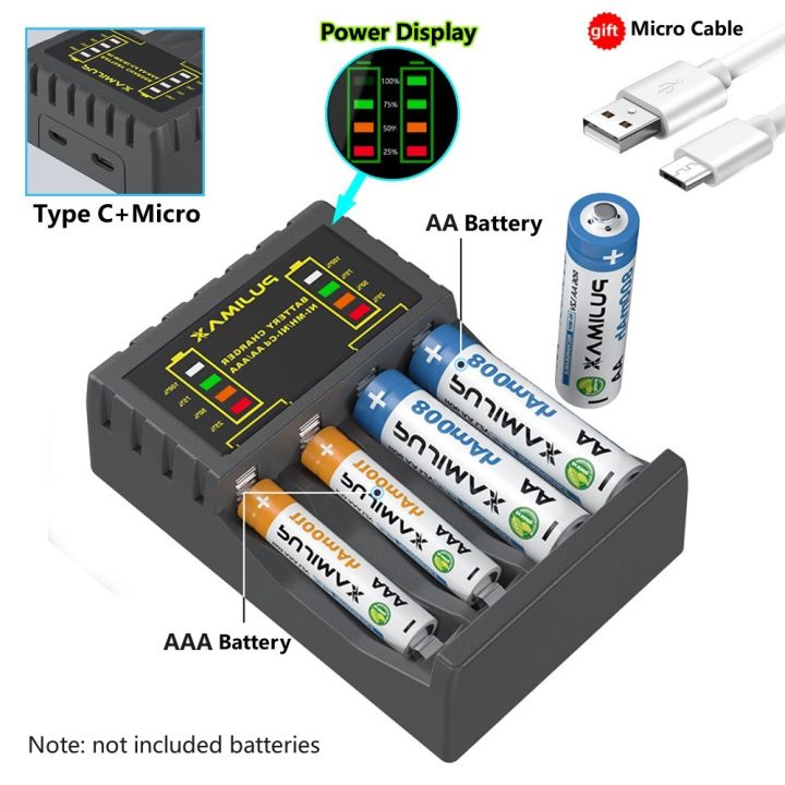 Battery Charger 4 Slot Intelligent Fast Charge With Indicator For 1.2V ...