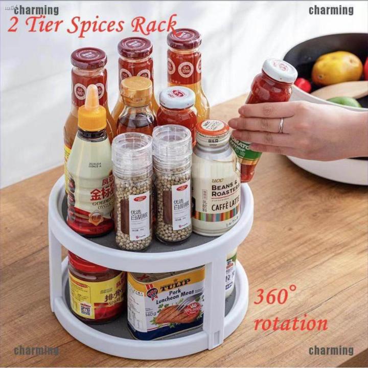 Kitchen 360 Rotation Rack 2 Tier Storage Box Shelf | Daraz.com.bd