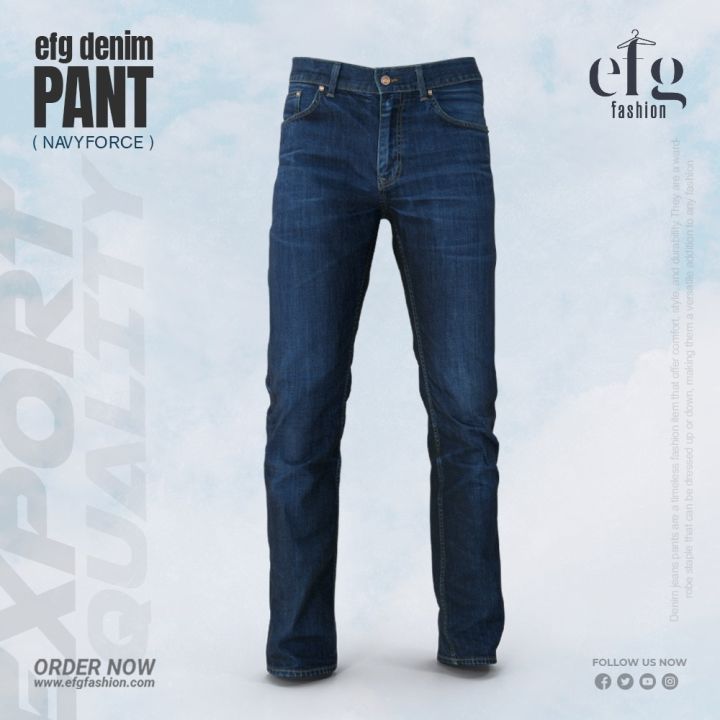 Premium Woven Denim EFG Fashion NAVY FORCE Jeans Pant Export Quality ...