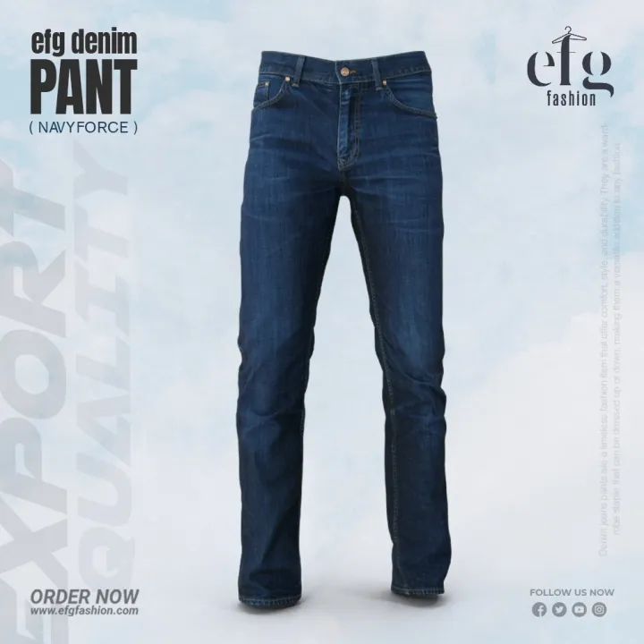 Premium Woven Denim EFG Fashion NAVY FORCE Jeans Pant Export Quality ...
